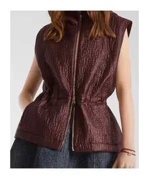 Fendi Quilted Hooded Vest With Ruffled Hips