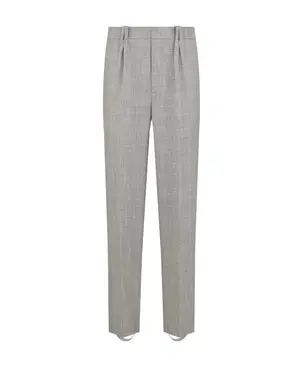 Dior Straight Leg Pleated Trousers - Gray