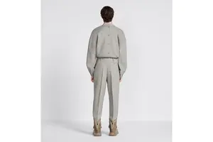 Dior Straight Leg Pleated Trousers - Gray