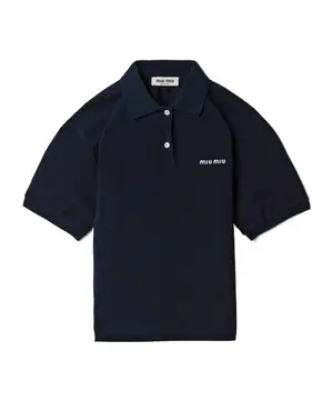 MIU MIU Miu Miu Embroidered Logo Polo Shirt