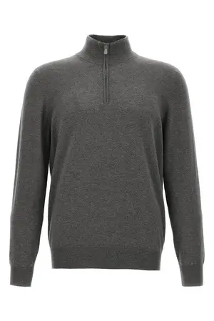 Brunello Cucinelli Funnel-neck Knitted Polo Shirt - Black