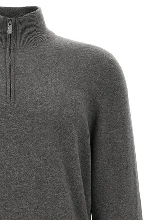 Brunello Cucinelli Funnel-neck Knitted Polo Shirt - Black