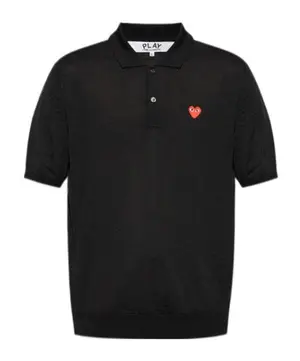 Play Comme Des Garcon Heart-patch Wool Polo Shirt