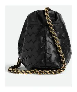 Bottega Veneta Intrecciato Drawstring Shoulder Bag - Black