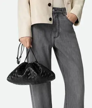 Bottega Veneta Intrecciato Drawstring Shoulder Bag - Black
