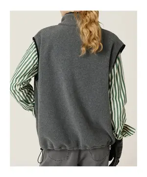 Miu Miu Fleece Sleeveless Full Zip Vest With Logo Embellishment
