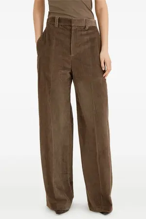Brunello Cucinelli Monili Detailed Straight Leg Trousers - Brown
