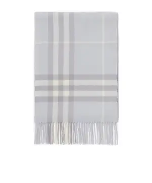 Burberry Checked Fringed Scarf - Mist