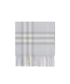 Burberry Checked Fringed Scarf - Mist