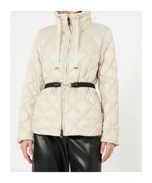 Max Mara Quilted Down Jacket With Belt - Sand-colored