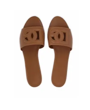 Dolce & Gabbana Millennials Logo Detailed Slides - Brown