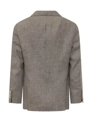 Brunello Cucinelli Checked Single-breasted Blazer - Gray