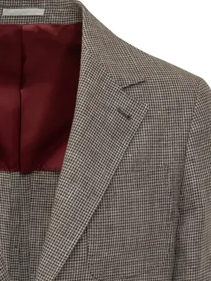 Brunello Cucinelli Checked Single-breasted Blazer - Gray