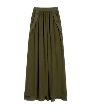 Max Mara Buckle Detailed Maxi Skirt - Green
