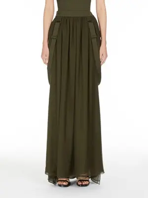Max Mara Buckle Detailed Maxi Skirt - Green