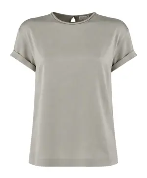 Brunello Cucinelli Satin Crewneck T-shirt - Gray