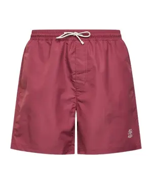 Brunello Cucinelli Logo Detailed Drawstring Swim Shorts - Coral