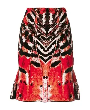 Alexander McQueen Abstract Printed High Waist Skirt