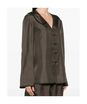 RÓHE Voluminous Peplum Top - Brown