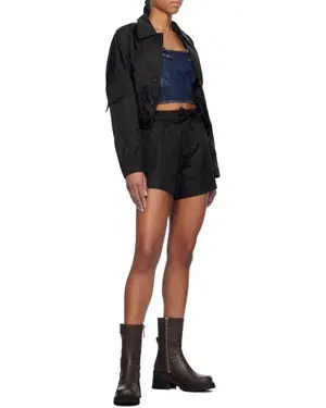 GANNI Cropped Jacket With Pockets And Logo Detail