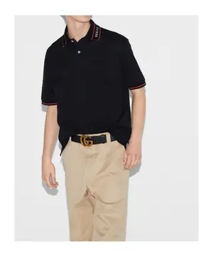 Gucci Logo Detailed Polo Shirt - Black
