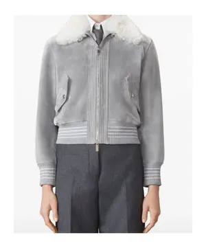 Thom Browne Shearling Collar Suede Jacket