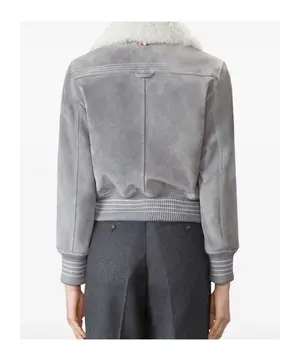 Thom Browne Shearling Collar Suede Jacket
