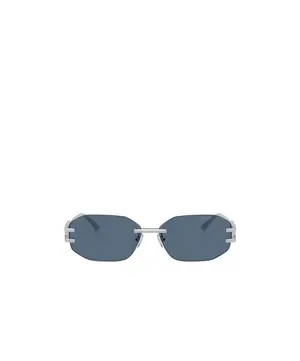 Versace Rimless Sunglasses With Patterned Temples - Blue