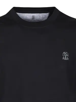 Brunello Cucinelli Logo Printed Crewneck T-shirt - Black
