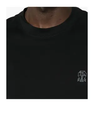 Brunello Cucinelli Logo Printed Crewneck T-shirt - Black