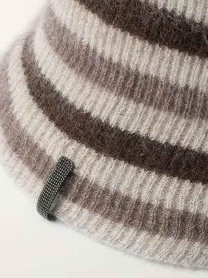 Brunello Cucinelli Ribbed Knit Bucket Hat With Metallic Thread Detail