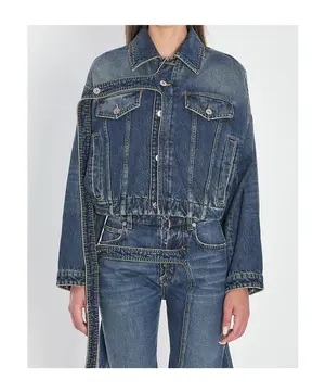 JEAN PAUL GAULTIER Distressed Denim Jacket With Logo Tag