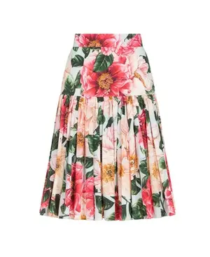 Dolce & Gabbana Floral Print Pleated Knee-length Skirt