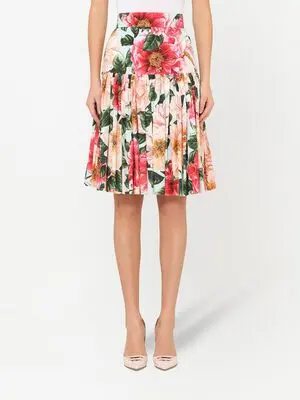 Dolce & Gabbana Floral Print Pleated Knee-length Skirt