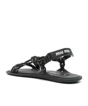Miu Miu Rope Flat Sandals With Adjustable Ankle Straps