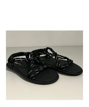 Miu Miu Rope Flat Sandals With Adjustable Ankle Straps