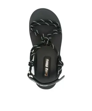 Miu Miu Rope Flat Sandals With Adjustable Ankle Straps