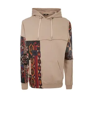 Balmain Beige Cotton Sweatshirt With Multicolor Patchwork Print