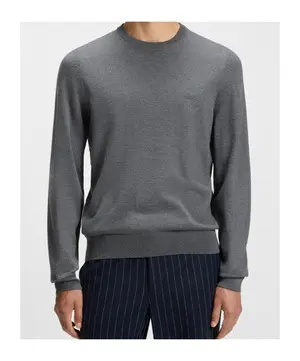 Hugo Boss Crewneck Jumper With Embroidered Logo - Grey