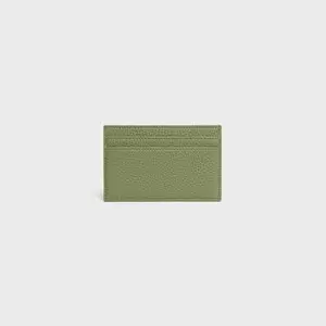 Celine Card Holder In Grained Calfskin - Green