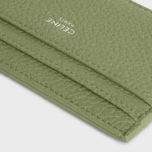 Celine Card Holder In Grained Calfskin - Green