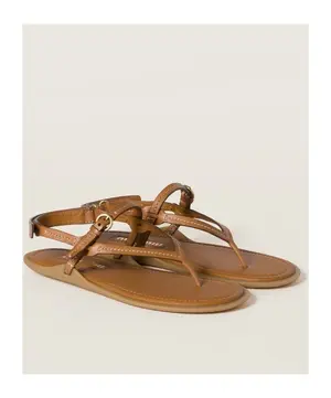 Miu Miu Flat Thong Sandals With Adjustable Ankle Strap