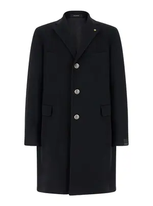 Tagliatore Single-breasted Brooch-detail Coat - Black