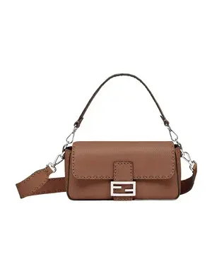 Fendi Medium Baguette Bag With Ff Buckle - Brown