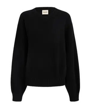 Khaite Long Sleeve V-neck Knit Sweater