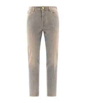 Jacob Cohen Straight-leg Jeans With Logo Patch - Gray