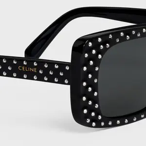 Celine Square Acetate Sunglasses With Crystal Embellishments