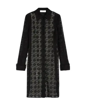 Sportmax Long-sleeve Lace Midi Dress