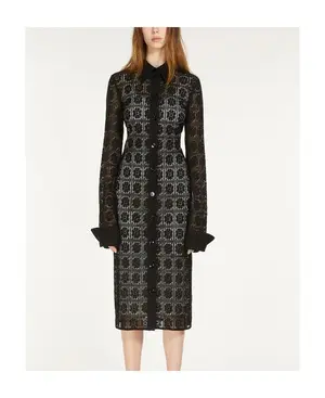 Sportmax Long-sleeve Lace Midi Dress