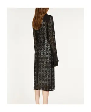 Sportmax Long-sleeve Lace Midi Dress